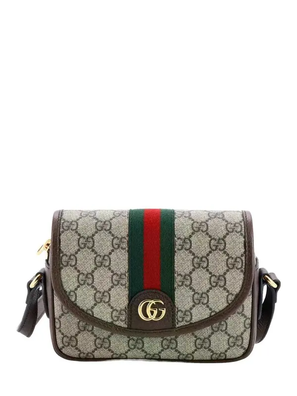Gucci Ophidia Flap Gg Coated Canvas Mini - Brown