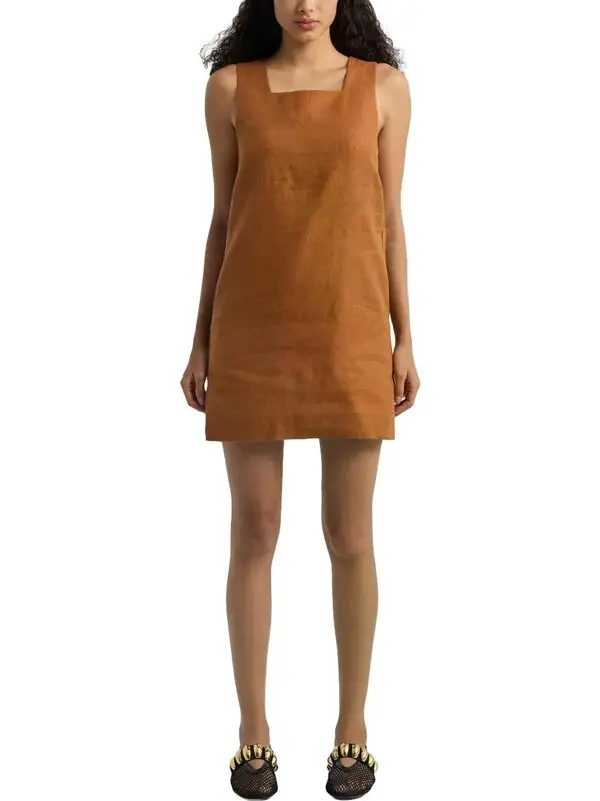 Posse Square-neck Mini Dress - Brown