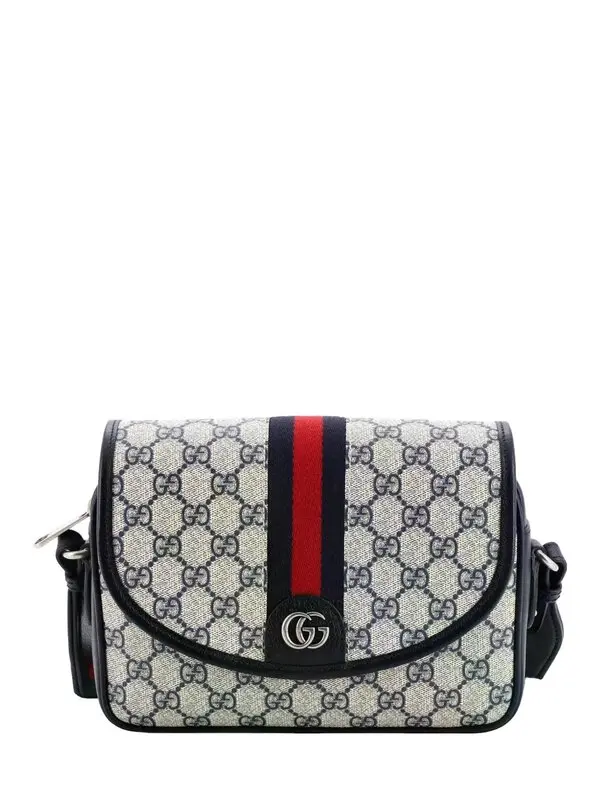 Gucci Ophidia Flap Shoulder Bag Gg Coated Canvas Small - Blue