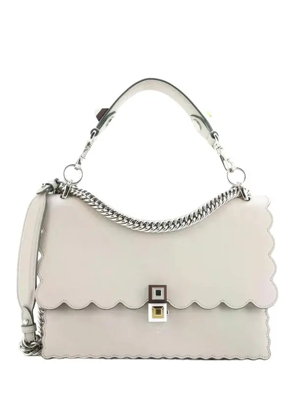 Fendi Kan I Leather Shoulder Bag - Neutrals
