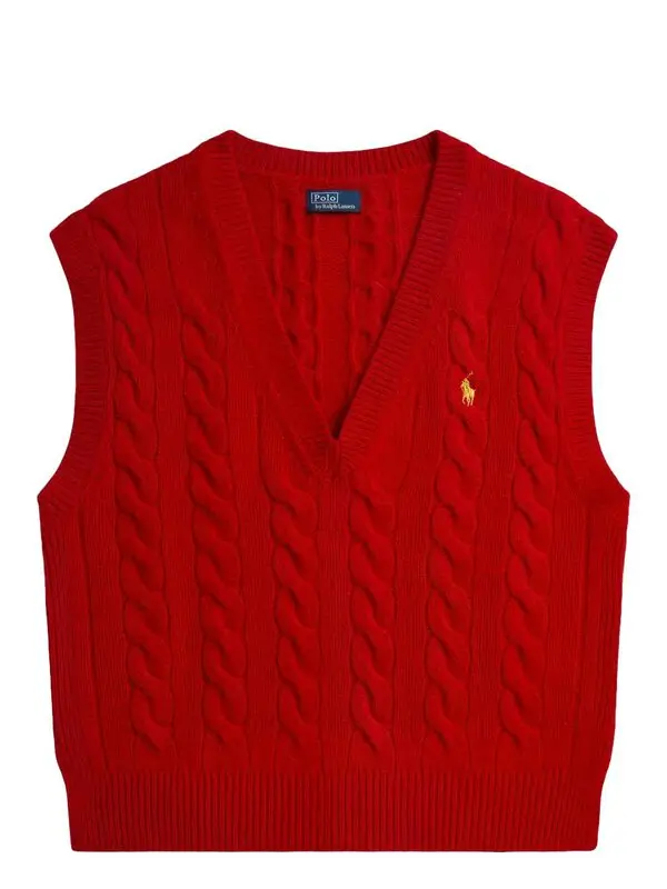 Polo Ralph Lauren Cable-knit V-neck Vest - Red