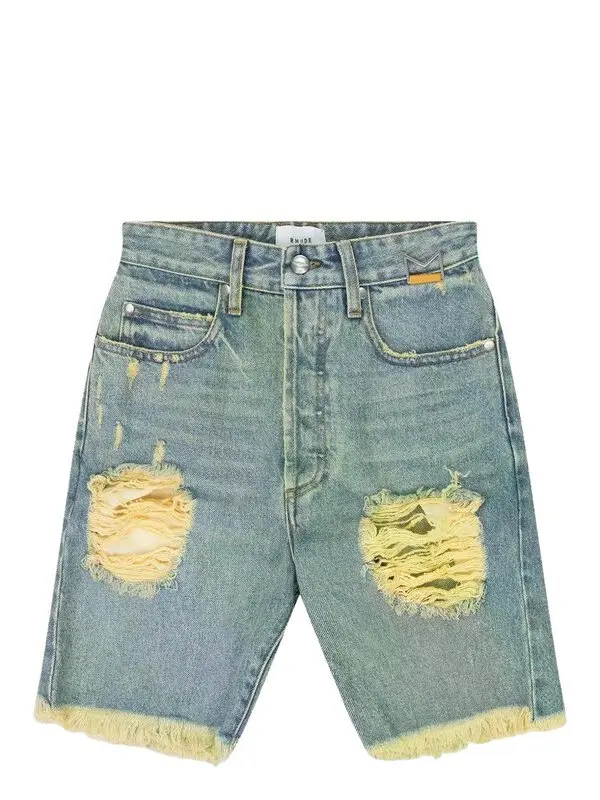 Rhude Distressed Denim Shorts - Blue