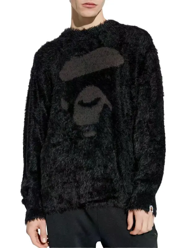 A BATHING APE Ape Motif Knitted Sweater - Black