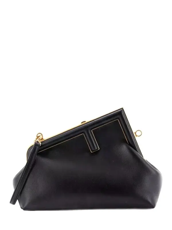 Fendi First Bag Leather Clutch - Black