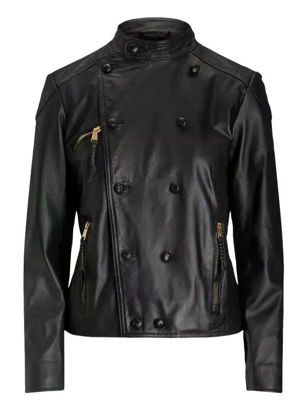Polo Ralph Lauren Double-breasted Leather Jacket - Black