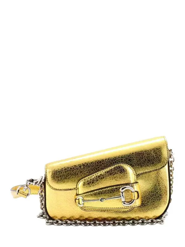 Gucci Horsebit 1955 Asymmetric Mini Shoulder Bag - Gold