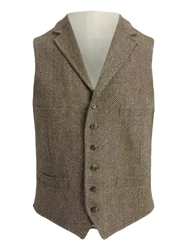 Polo Ralph Lauren Herringbone Button Waistcoat - Brown