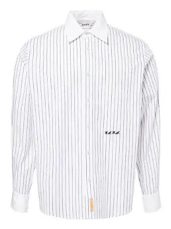 BODE Steamboat Striped Cotton-poplin Shirt - Cream Black