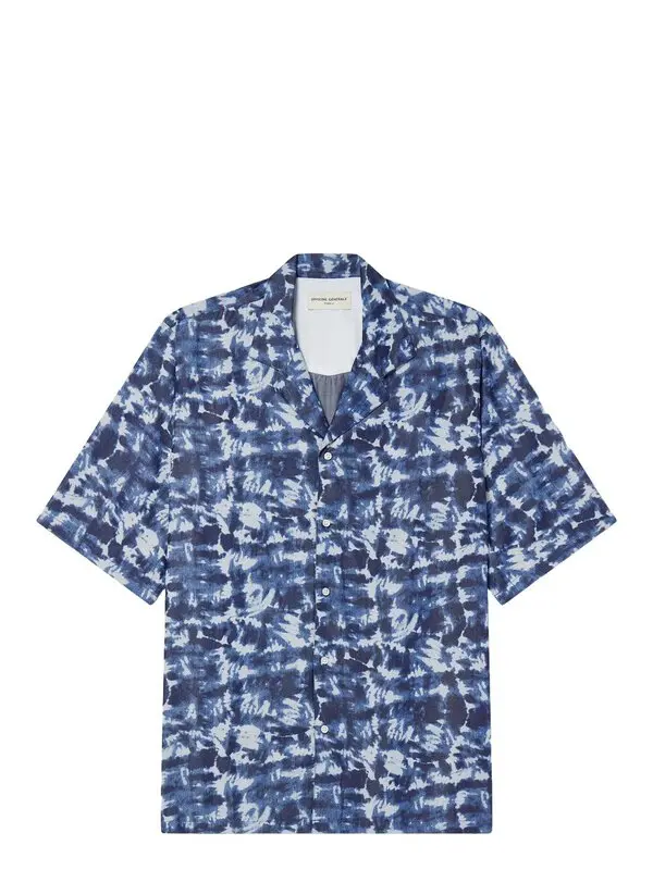 Officine Générale Eren Camp-collar Tie-dyed Lyocell Shirt - Blue