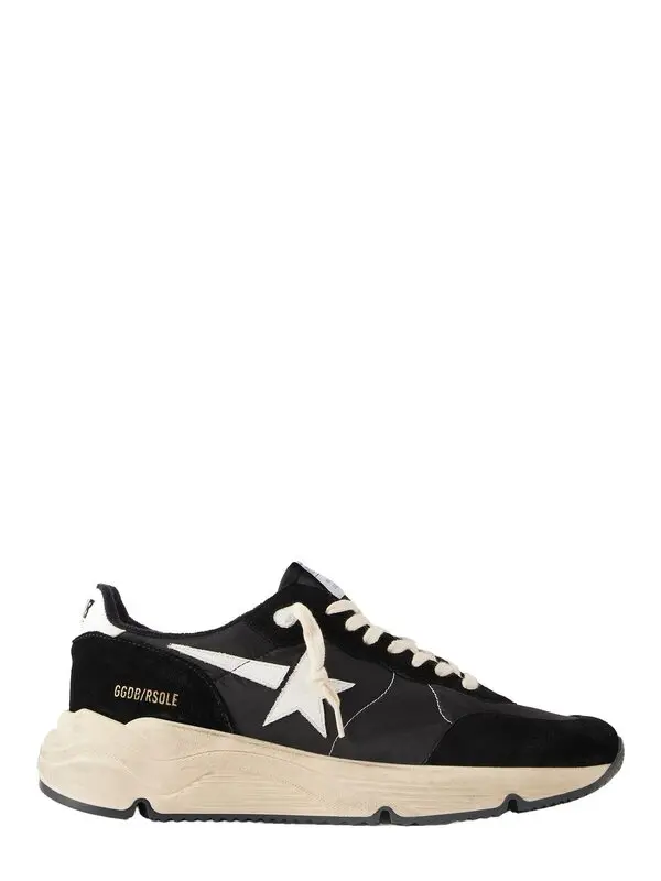 Golden Goose Running Sole Leather-trimmed Sneakers - Black