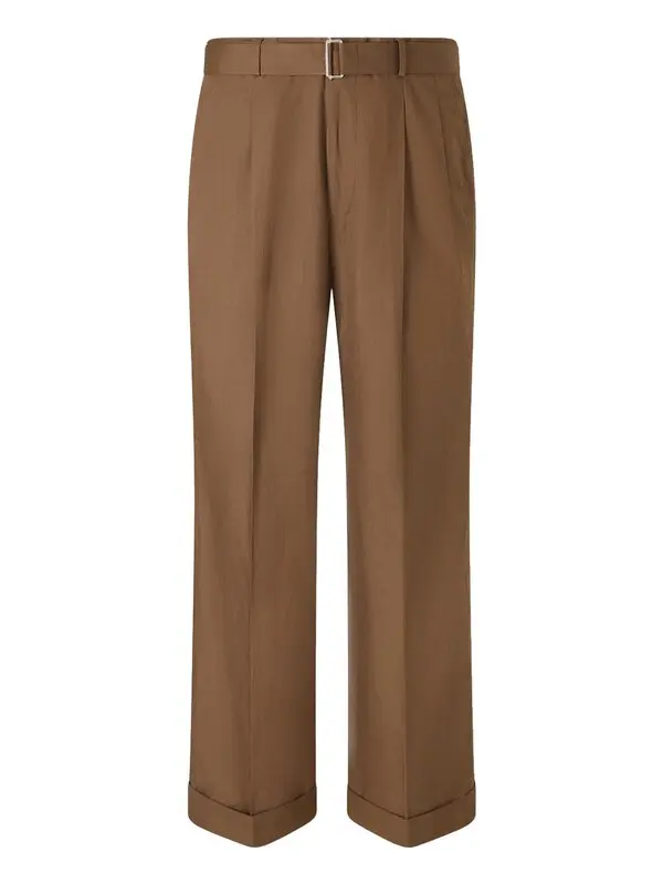 Officine Générale Evans Wide-leg Organic Cotton-poplin Trousers - Brown