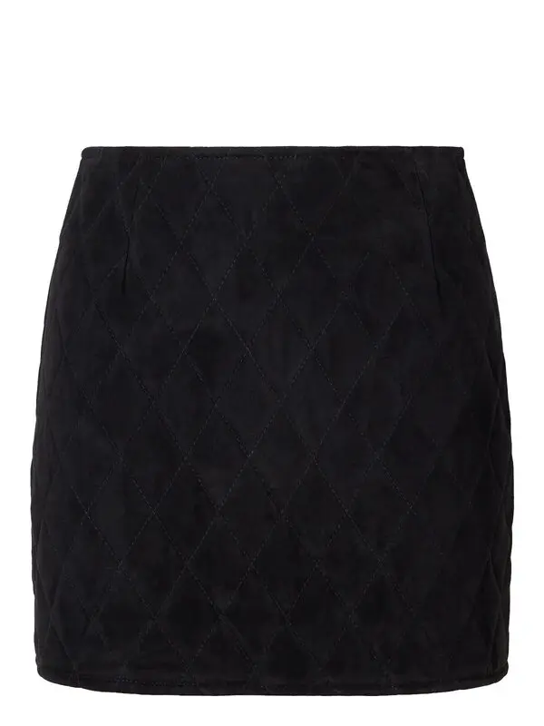 BLAZÉ MILANO Viva Coci Quilted Suede Mini Skirt - Black