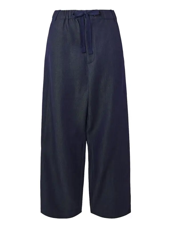 SANDERLAK Wool-blend Twill Wide-leg Pants - Blue