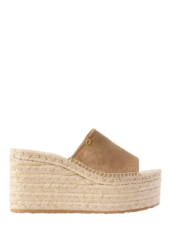 GIANVITO ROSSI Suede Platform Espadrille Sandals - Neutrals