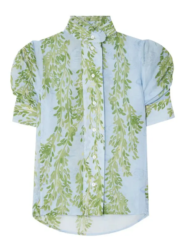 Thierry Colson Vita Ruffled Floral-print Shirt - Blue