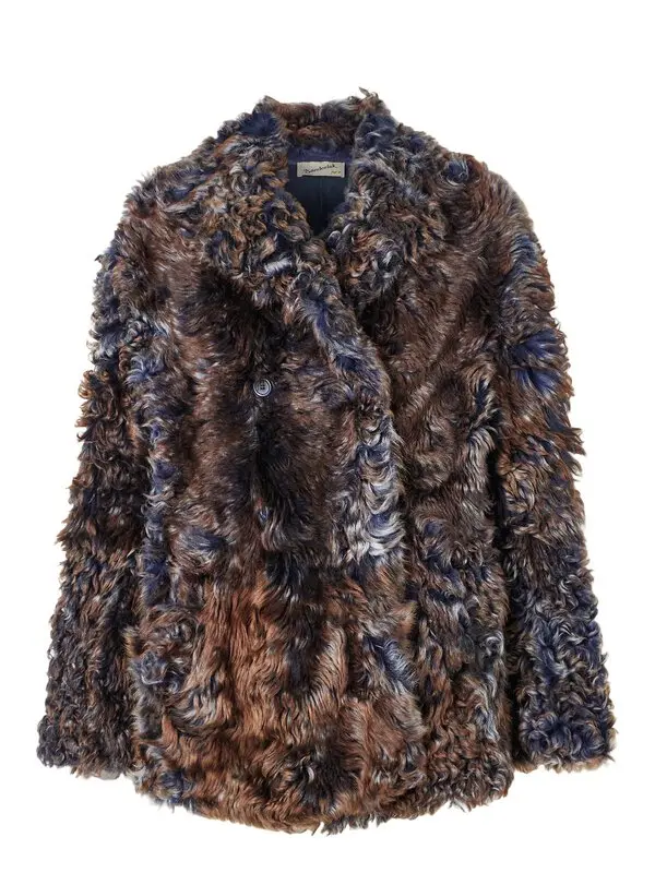 SANDERLAK Double-breasted Shearling Coat - Blue