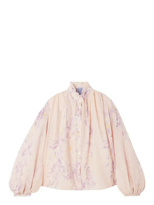 Thierry Colson Slava Ruffled Printed Cotton-voile Blouse - Pink