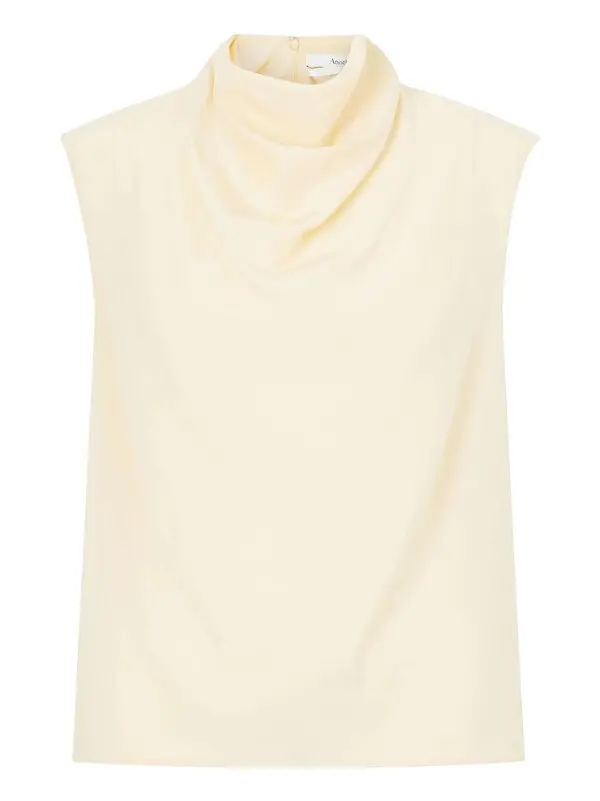 Another Tomorrow Draped Silk-crepe Blouse - Pastel Yellow
