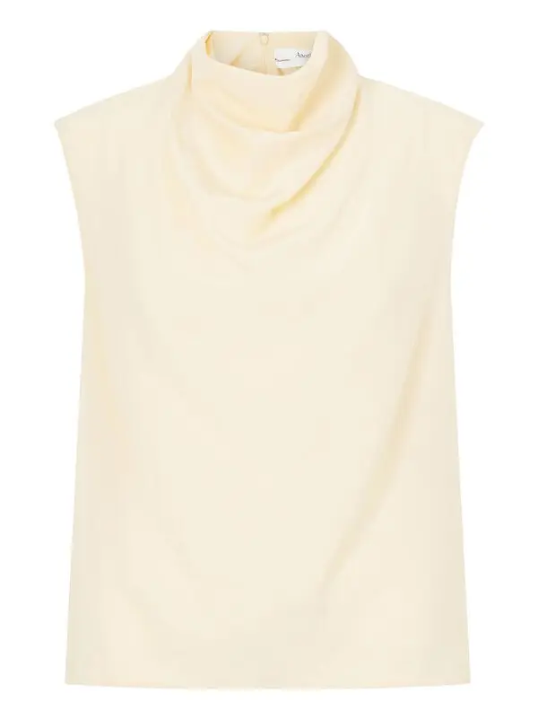 Another Tomorrow Draped Silk-crepe Blouse - Yellow