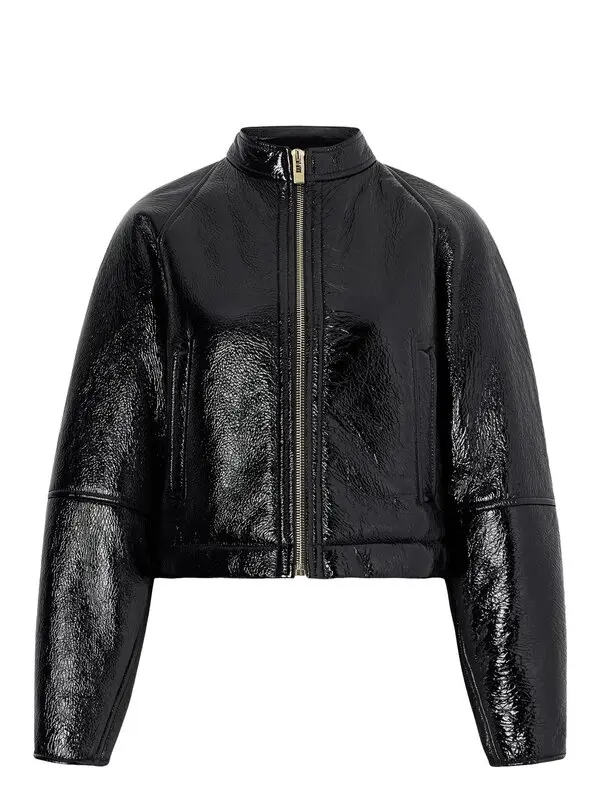 Alaïa Cropped Shearling Bomber Jacket - Black