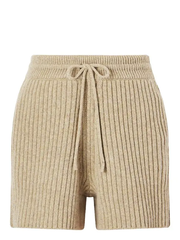 Burberry Ribbed Wool And Cashmere-blend Shorts - Neutrals