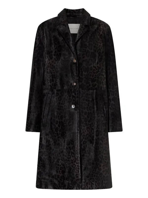Veronica De Piante Gabriele Leopard-print Calf Hair Coat - Gray