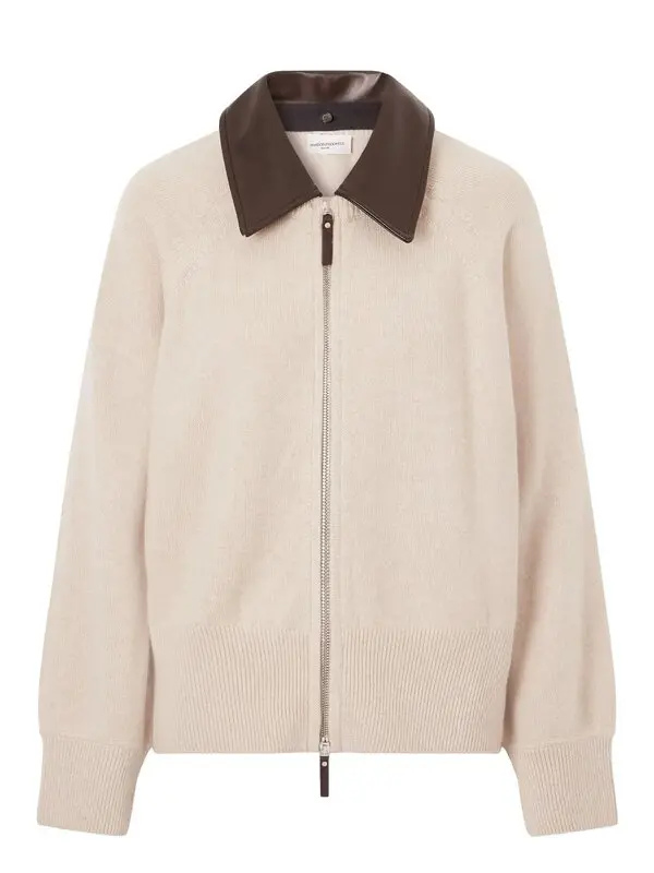 Brandon Maxwell Conrad Leather-trimmed Recycled Cashmere Jacket - Neutrals