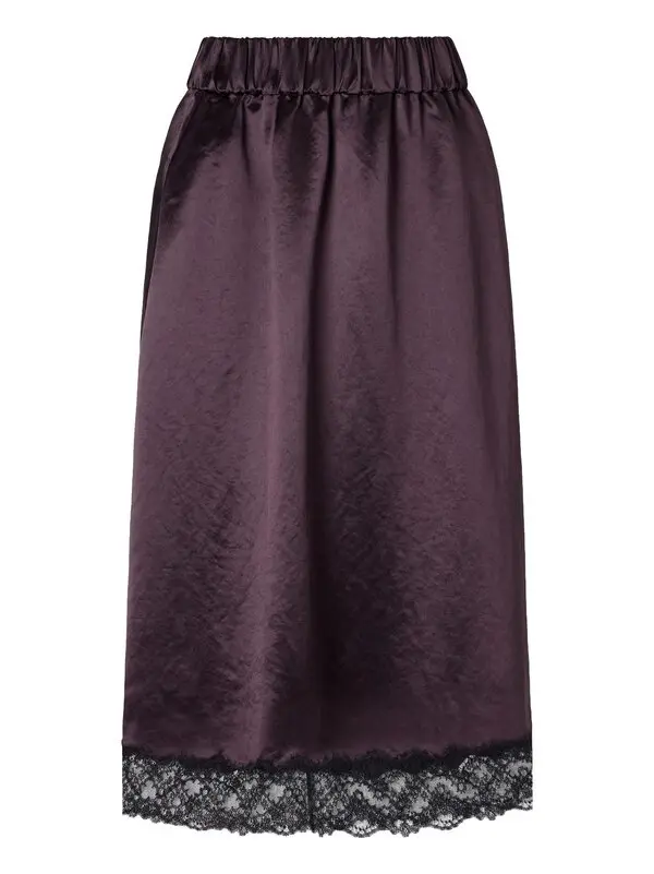 Maria Mcmanus Circle Lace-trimmed Sateen Midi Skirt - Purple