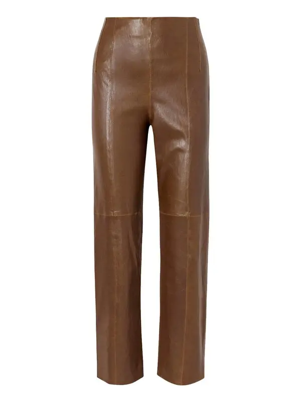 TWP Logan Paneled Leather Slim-leg Pants - Brown