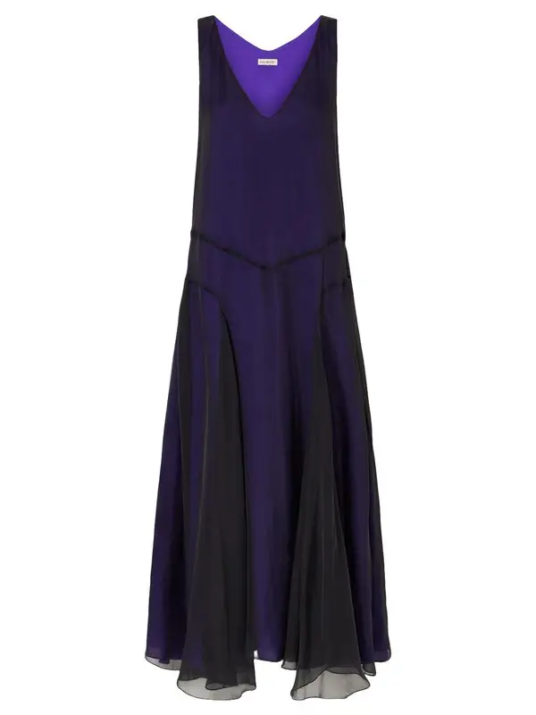 KALLMEYER Millie Asymmetric Pleated Silk-chiffon Dress - Purple