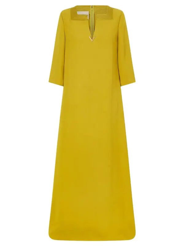 Valentino Garavani Embellished Satin-trimmed Silk-cady Gown - Yellow
