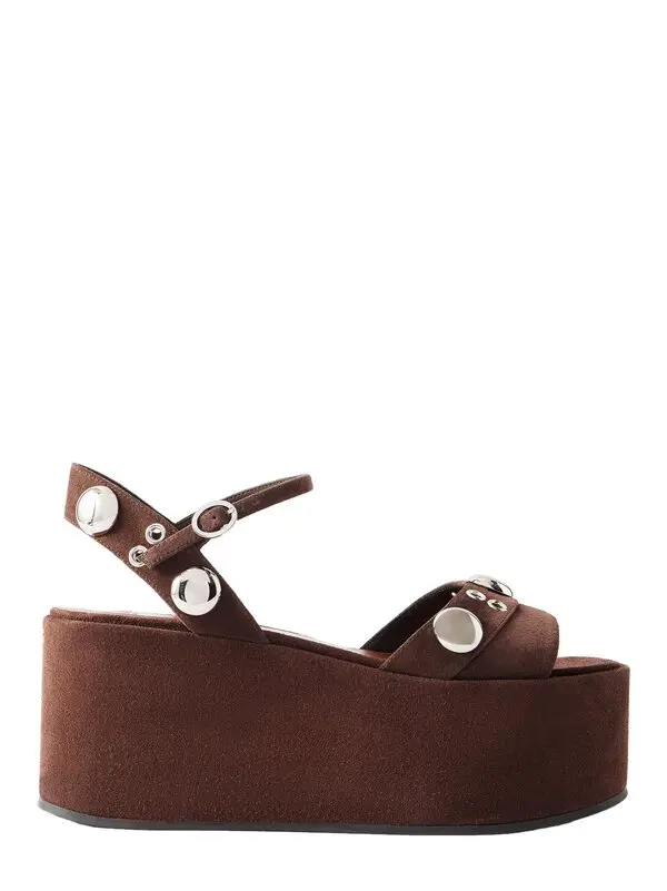 Valentino Garavani Nellcôte 65 Embellished Platform Sandals - Brown