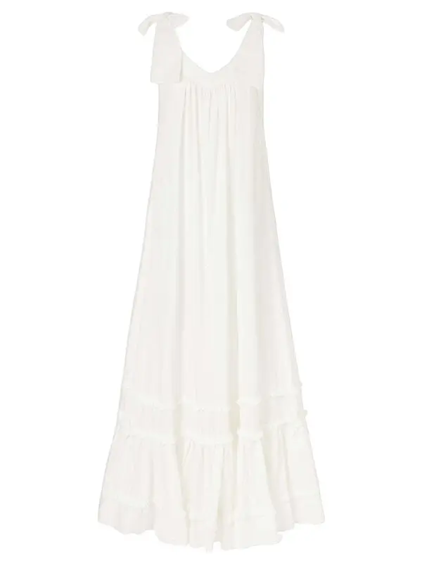 CRISTIANO MARCHELI Bella Ruffled Tiered Broderie Anglaise Cotton Maxi Dress - White