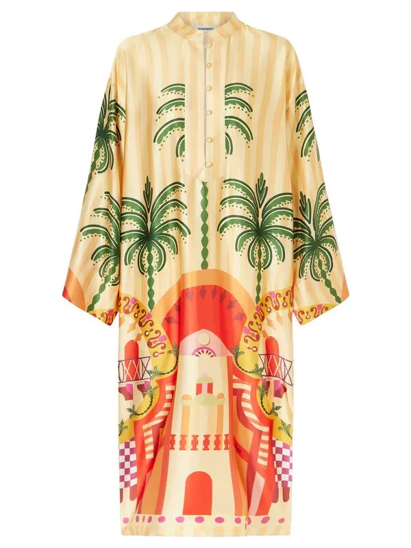 CRISTIANO MARCHELI Fiorenza Printed Silk-satin Kaftan - Multi