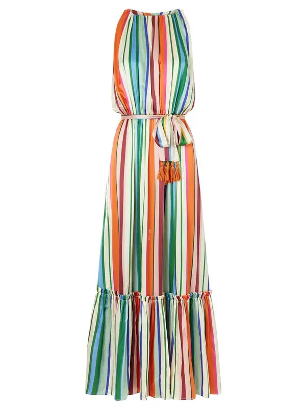 CRISTIANO MARCHELI Angelica Belted Striped Maxi Dress - Multi