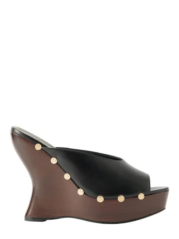 Magda Butrym Studded Leather Wedge Mules - Black