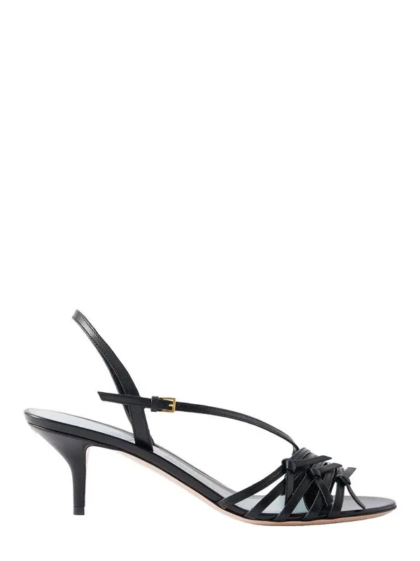 Valentino Garavani Vg Nodine 55 Leather Slingback Sandals - Black