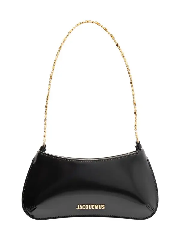 Jacquemus Le Petit Bisou Polished-leather Shoulder Bag - Black
