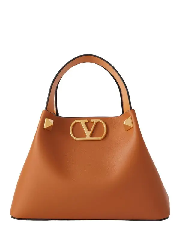 Valentino Garavani Vlogo Embellished Leather Shoulder Bag - Brown