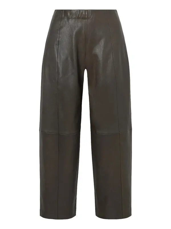 Stouls Bugsy Paneled Leather Tapered Trousers - Brown
