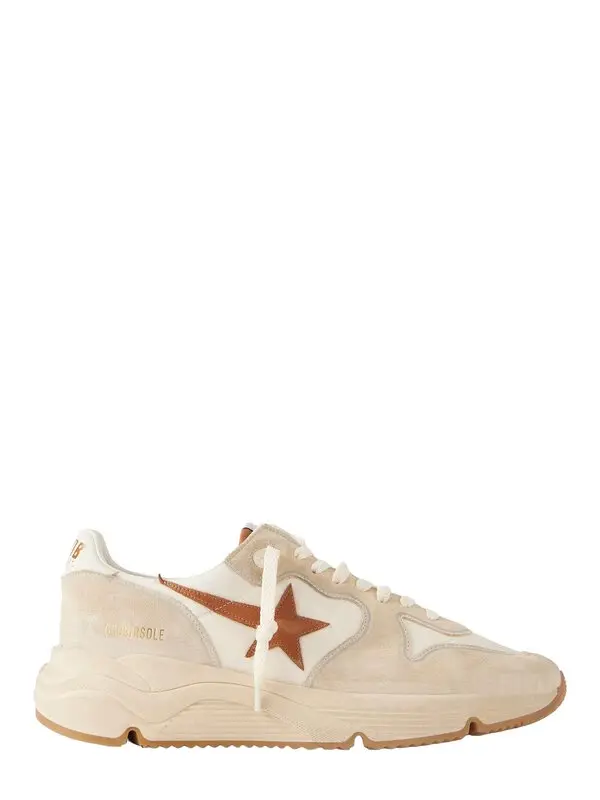 Golden Goose Running Sole Leather-trimmed Sneakers - Beige