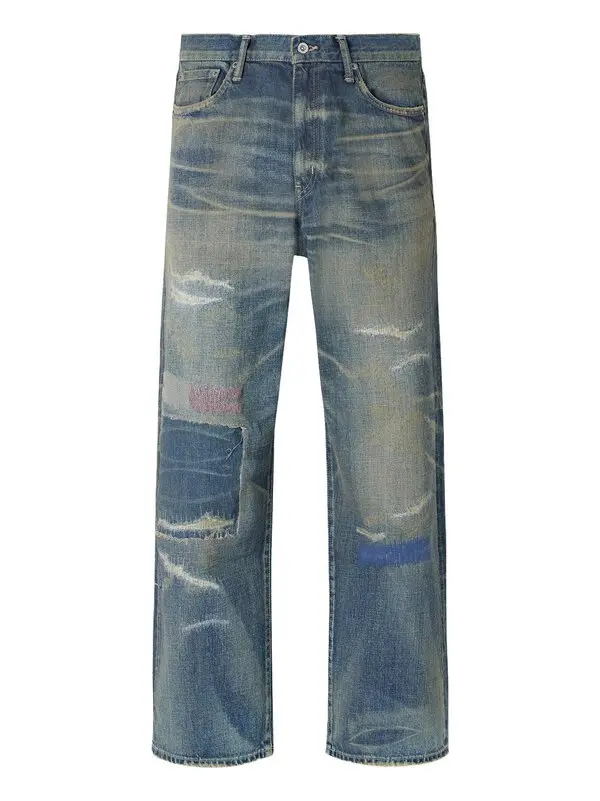 NEIGHBORHOOD Savage Distressed Wide-leg Jeans - Blue