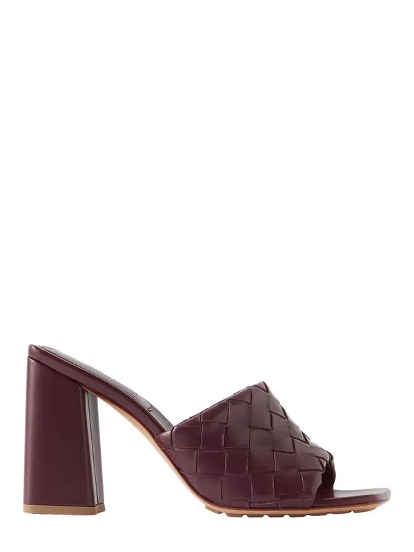 Bottega Veneta Parco Intrecciato Leather Mules - Burgundy