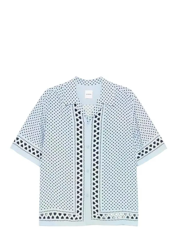 Sandro Heart Motif Flowing Shirt - Blue