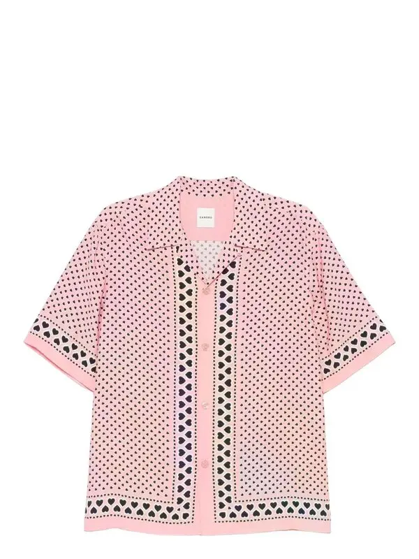 Sandro Heart Motif Flowing Shirt - Pink