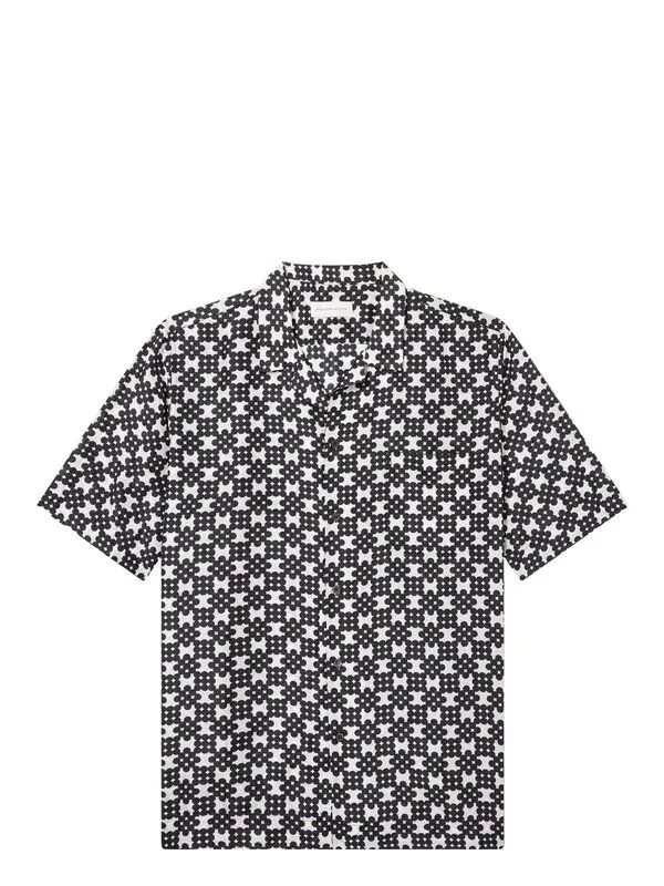 Dries Van Noten Cuban-collar Printed Silk-twill Shirt - Black