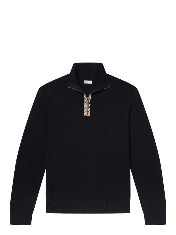 Burberry Wool Half-zip Sweater - Black