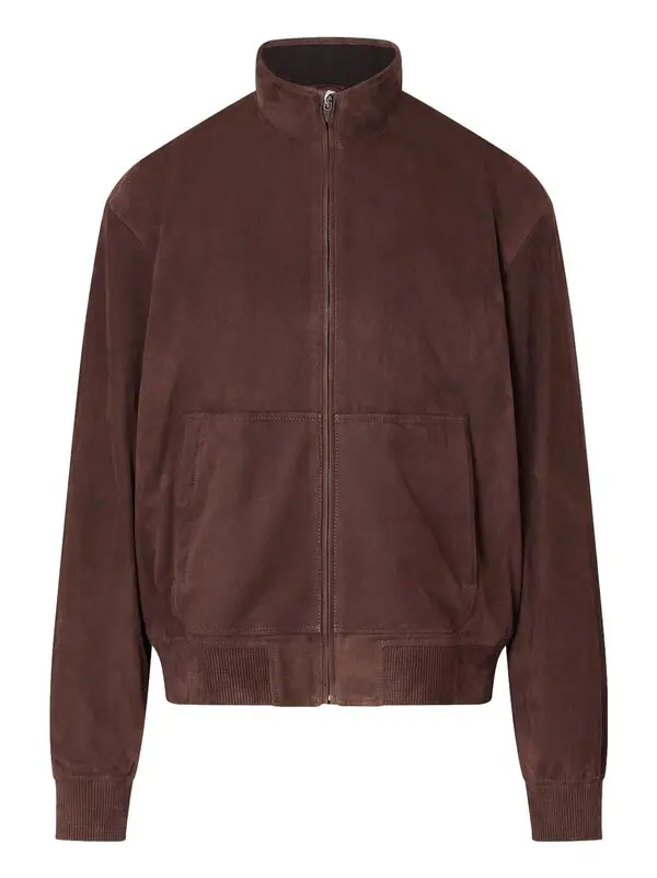 Ralph Lauren Purple Label Suede Bomber Jacket - Brown