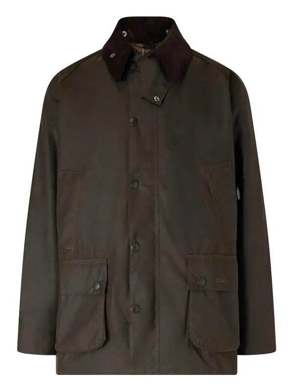 Barbour Bedale Corduroy-trimmed Waxed Cotton Jacket - Green