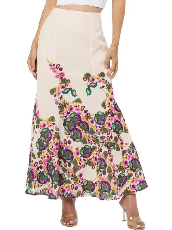 CIEBON Riley Floral Maxi Skirt - Cream Multi